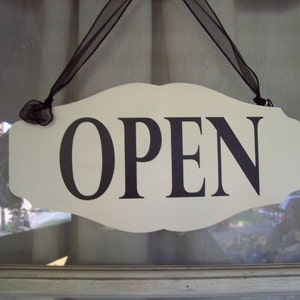 Open Sign Closed Wood Vinyl Shop Door Sign Reversible Two Sided Year ...