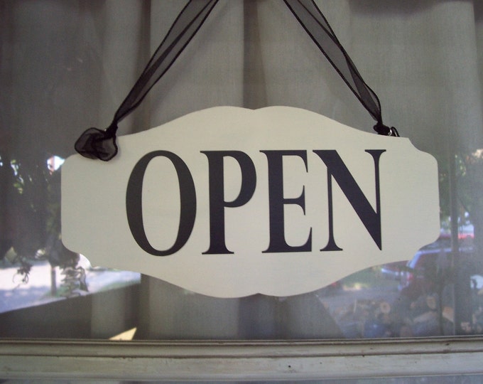 Reversible Business Sign Open Closed Wood Vinyl 2 Sided Sign to Be ...