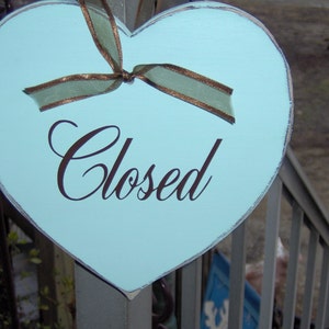 Open Closed Sign for Business Distressed Heart Wood Vinyl Double Sided ...