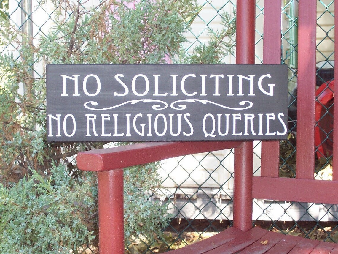 No Soliciting No Religious Queries Wood Sign Vinyl Outdoor - Etsy
