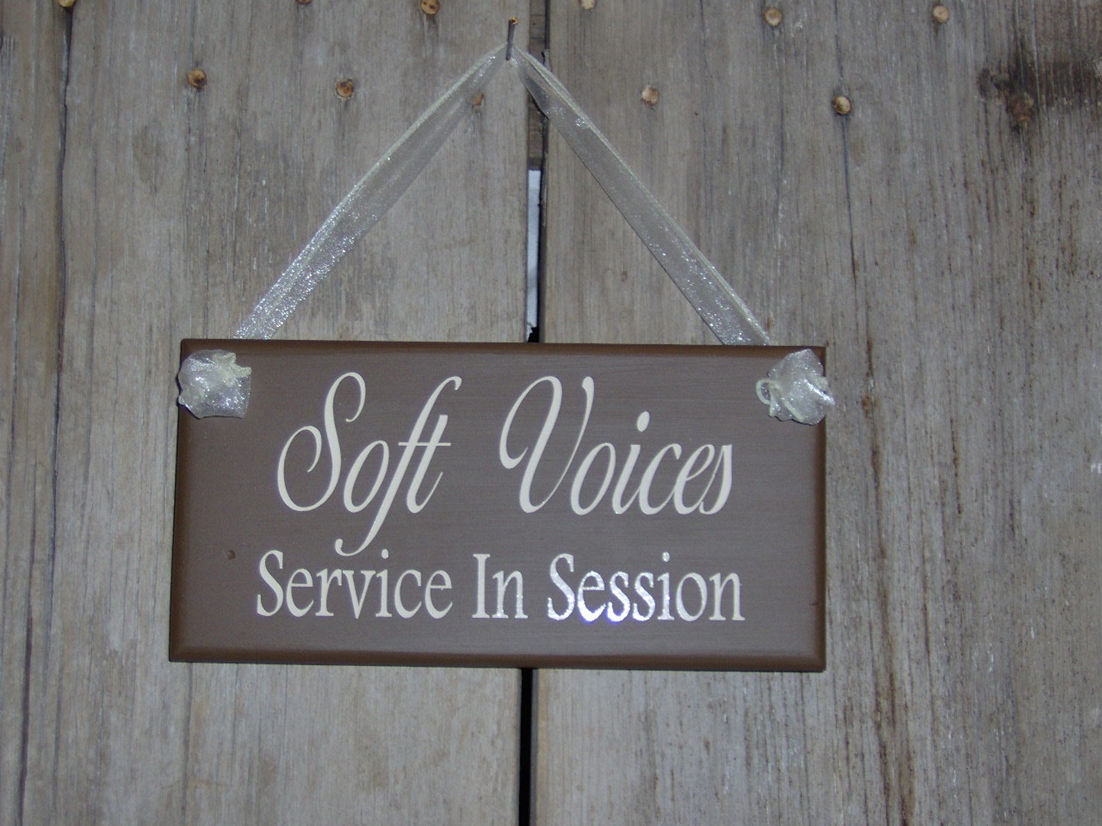 Soft Voices Service in Session Wood Vinyl Sign Brown Business - Etsy