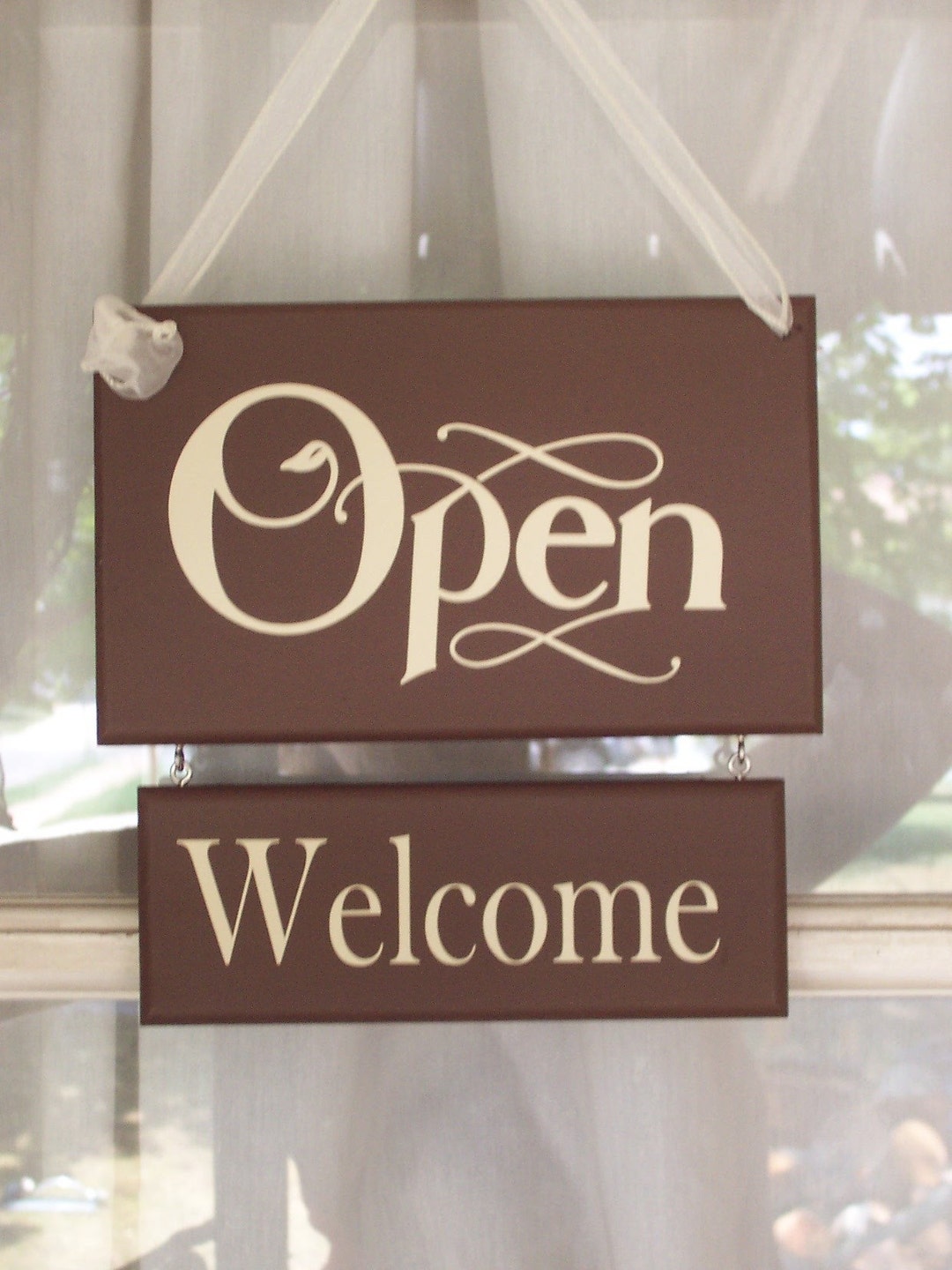 Open and Closed Sign Welcome Please Come Again Wood Reversible Business ...