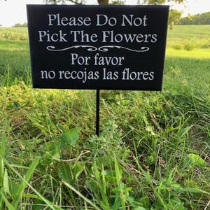Please Do Not Cut Flowers Yard Sign on Stake Wood Vinyl Signage ...