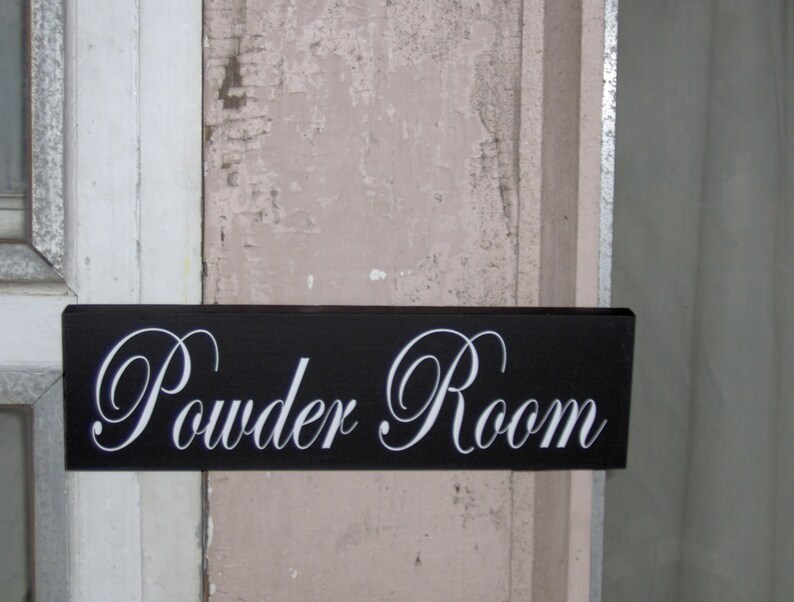 Bathroom Powder Room Sign Wood Sign Vinyl Sign Personalize - Etsy