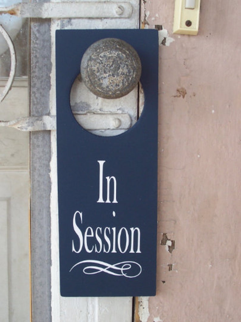 Door Knob Hanger Sign in Session Wood Vinyl Sign Door Knob - Etsy