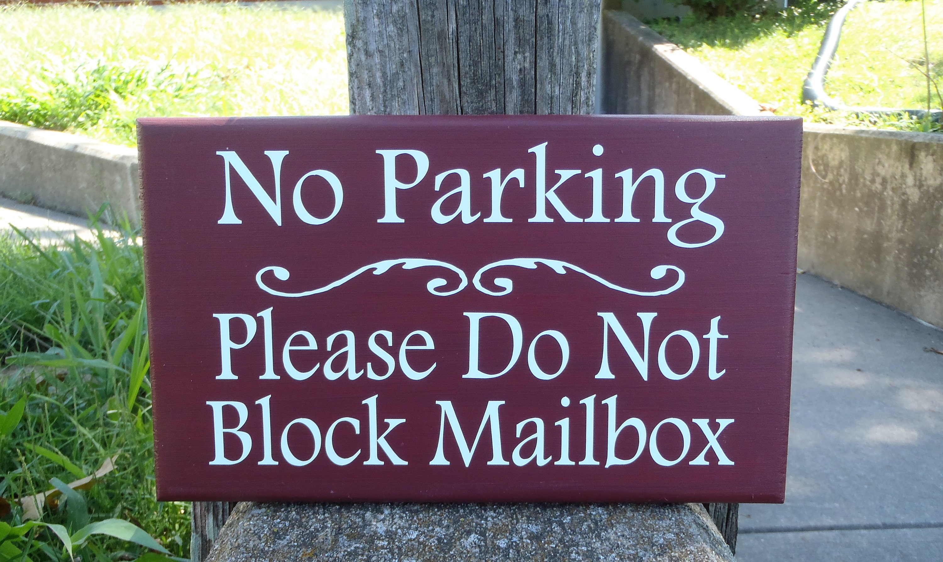No Parking Please Do Not Block Mailbox Wood Vinyl Sign | Etsy