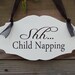 Shh Child Napping Sign Wood Vinyl Sign Bedroom Sign Door Hanger Nursery ...
