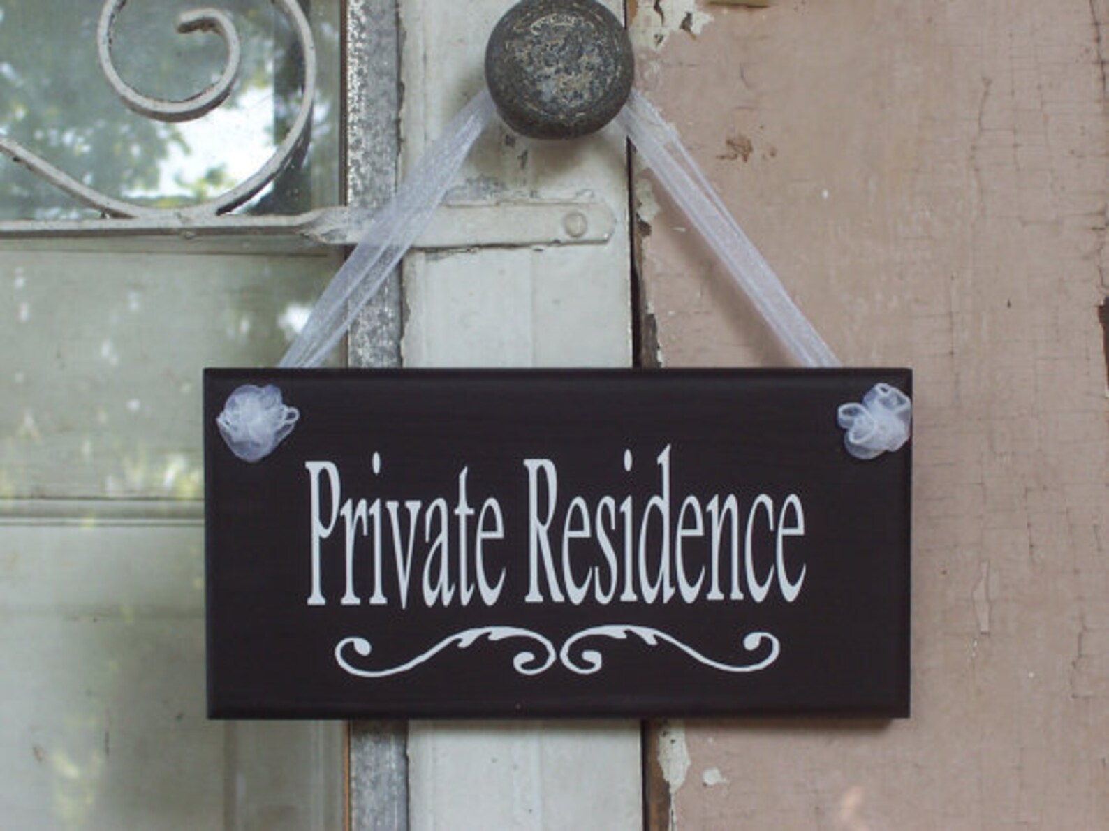 Private Residence Wood Vinyl Sign Door Hanger Porch Sign | Etsy