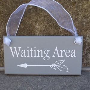 Waiting Area Sign Directional Arrow Wood Vinyl Sign Everyday Entryway ...