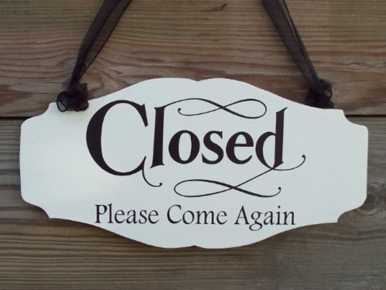 Open Welcome Closed Please Come Again Wood Vinyl Sign Business | Etsy