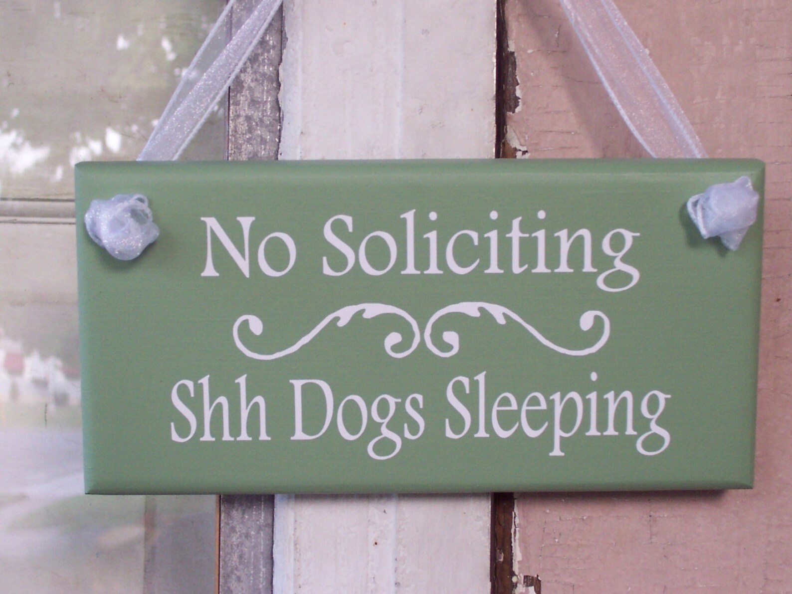 No Soliciting Shh Dog Sleeping Sign Wood Vinyl Sign Do Not | Etsy