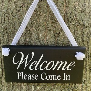 Welcome Please Come in Wood Vinyl Sign Business Office Supplies Welcome ...