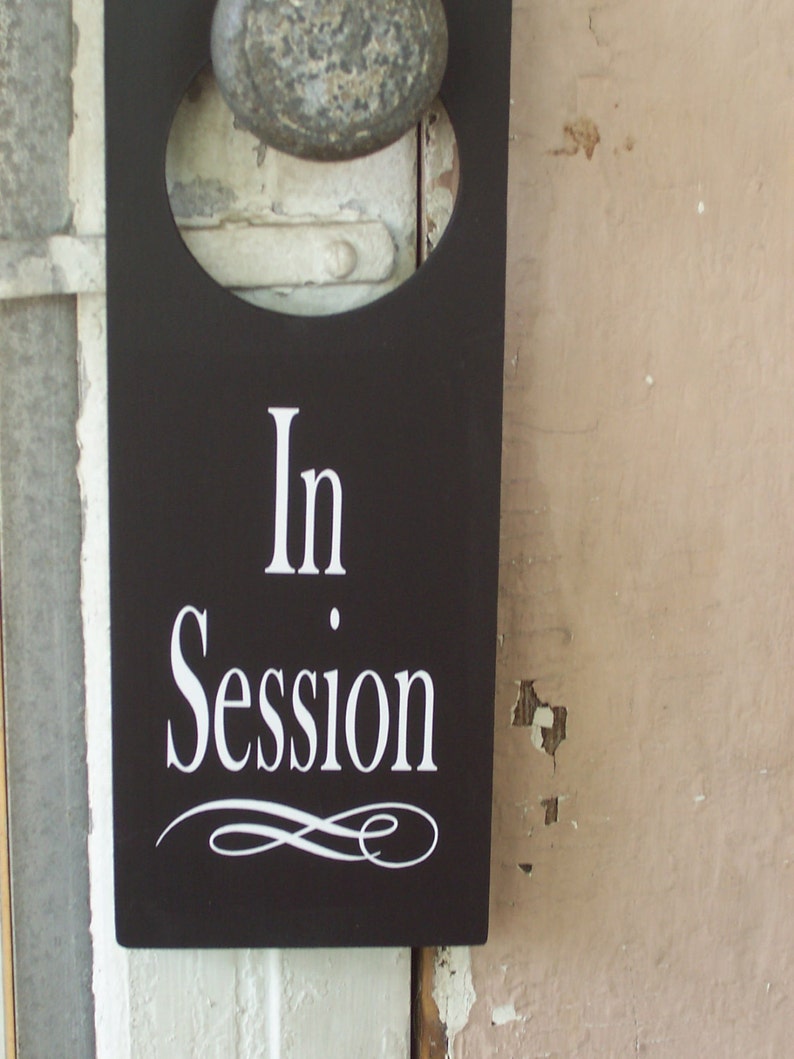 Door Knob Hanger Sign in Session Wood Vinyl Sign Door Knob - Etsy