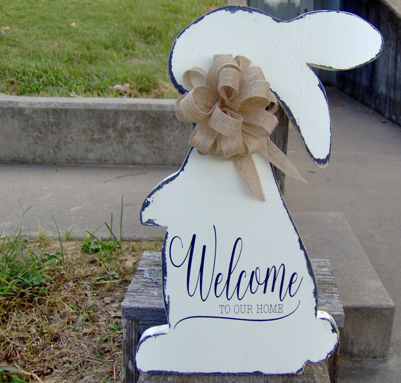 Welcome to Our Home Sign Easter Bunny Rabbit Wood Farmhouse | Etsy