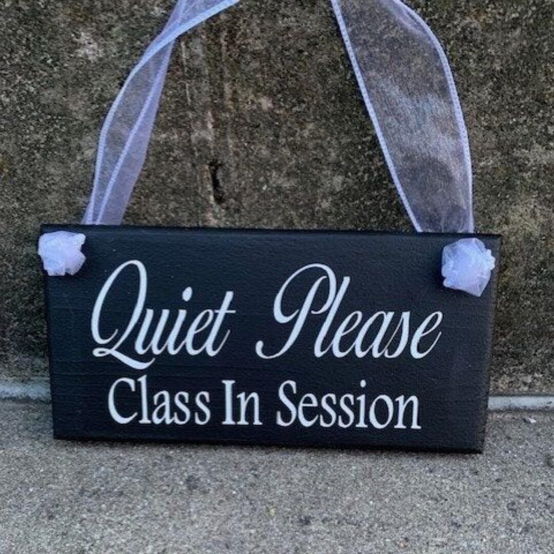 Classroom Door Sign Quiet Please Custom Options Available Interior Wood ...