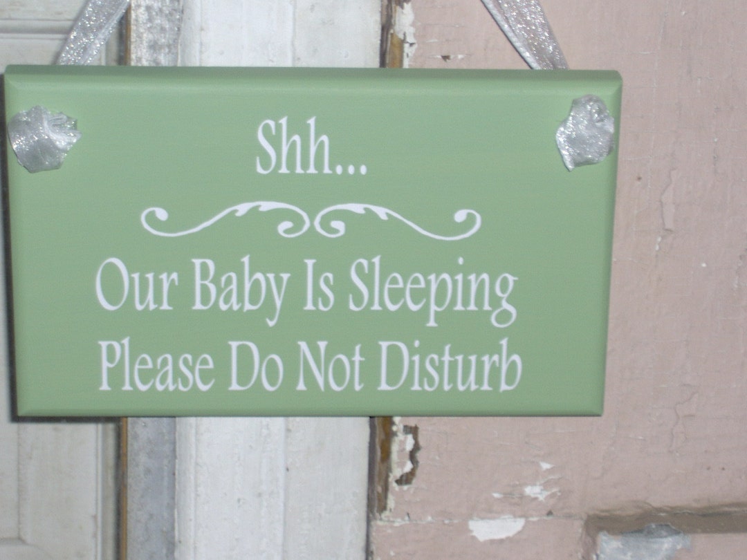 Sleeping Baby Sign Do Not Disturb Wood Vinyl Sign Baby Shower Gift New ...