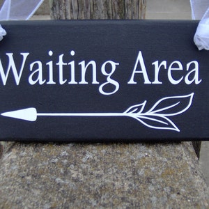 Waiting Area Sign Directional Arrow Wood Vinyl Sign Everyday Entryway ...