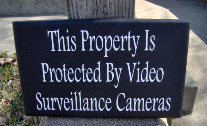 Property Protected Video Surveillance Cameras Wood Vinyl Sign | Etsy