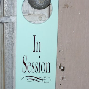 In Session Door Knob Hanger Wood Vinyl Sign Beach Style Color Business ...