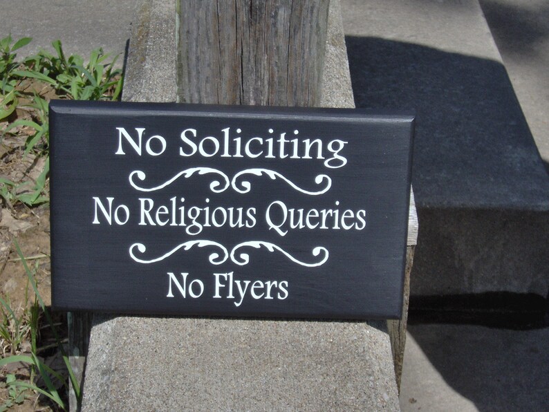 No Soliciting No Religious Queries No Flyers Wood Sign Vinyl - Etsy