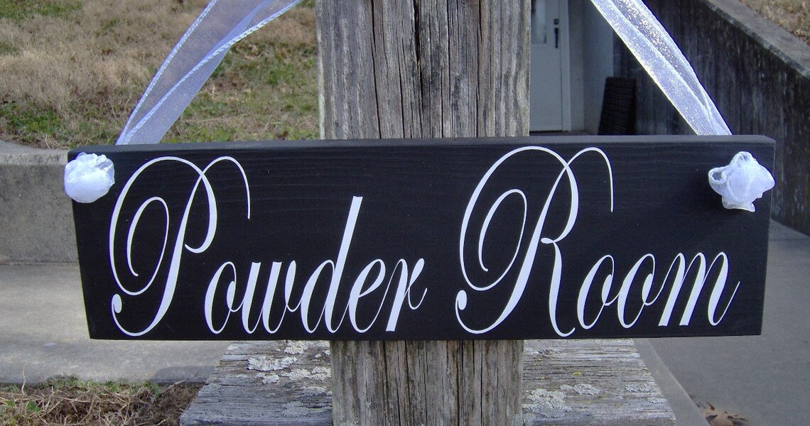 Powder Room Signs for Bathroom Wood Vinyl Hallway Sign for - Etsy