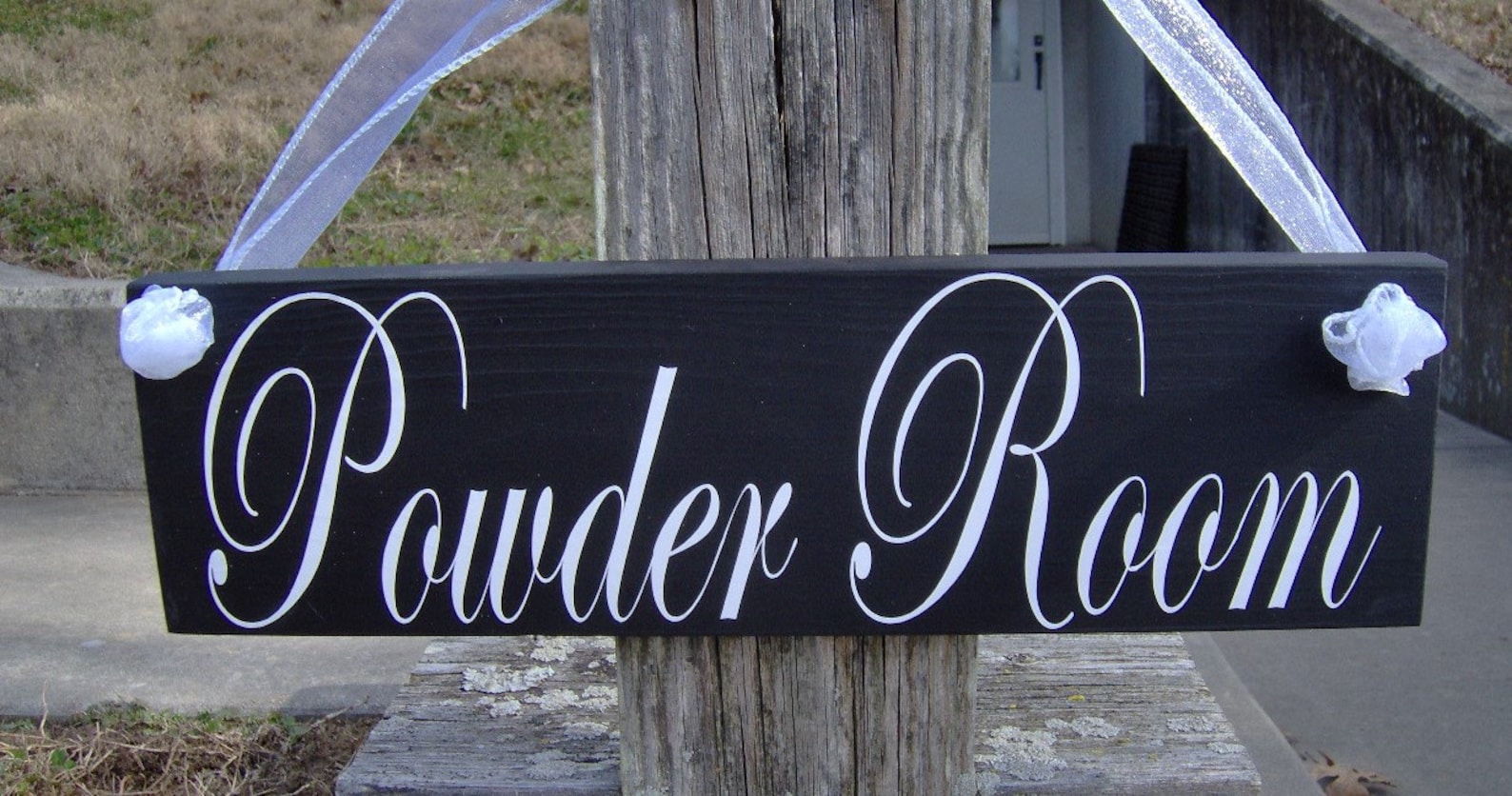 Powder Room Signs for Bathroom Wood Vinyl Hallway Sign for - Etsy