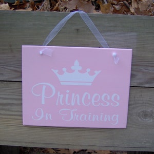 Princess in Training Wood Vinyl Sign Pink Crown Little Girl Kid Door ...