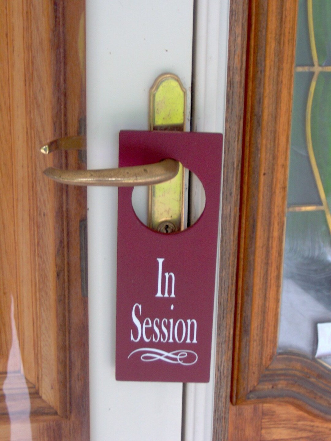 In Session Door Knob Hanger Wood Vinyl Door Sign Massage Therapy Beauty ...