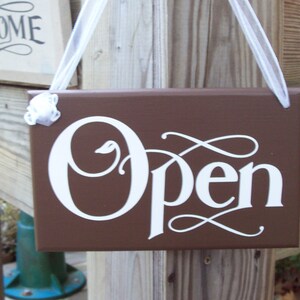 Open Closed Wood Vinyl Sign Reversible Business Sign Office Supply ...