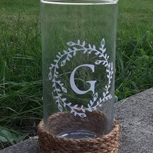 Vase Centerpiece Initial Monogram Glass Vase Home Decor Gift for ...