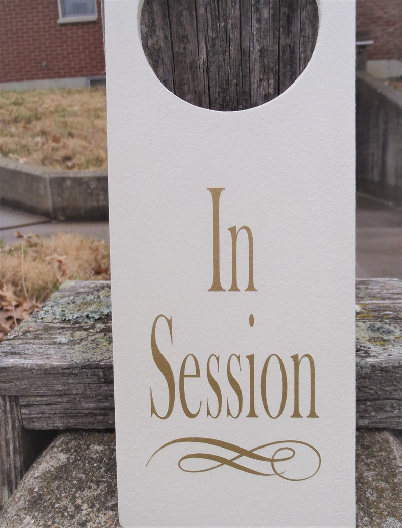 In Session Sign Door Knob Hanger Wood Vinyl Sign Door Handle | Etsy