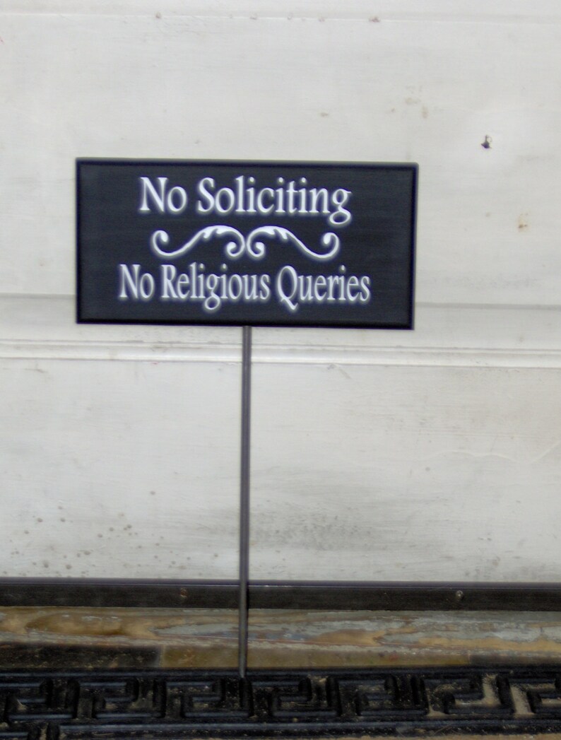 No Soliciting No Religious Queries Wood Vinyl Rod Stake Sign | Etsy