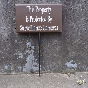 Property Protected Surveillance Cameras Wood Vinyl Security Camera ...