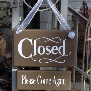 Open Welcome Closed Please Come Again Wood Vinyl 2 Tier Sign Office ...