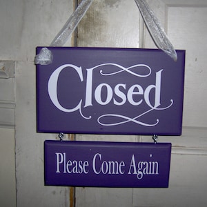 Open Welcome Closed Please Come Again Wood Vinyl 2 Tier Sign Office ...