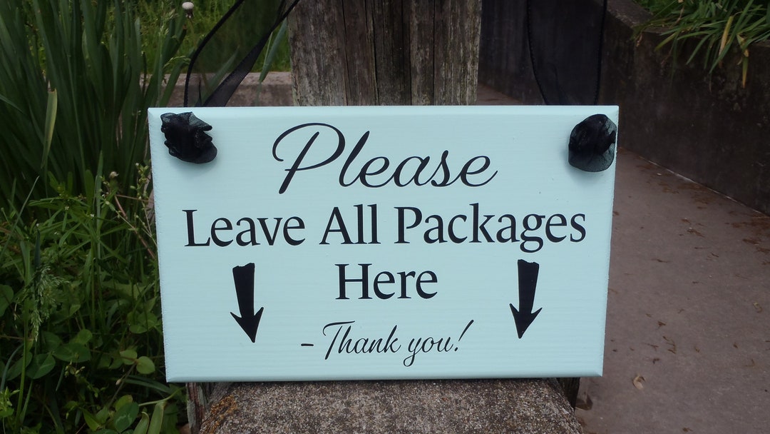 Directional Door Sign Please Leave Packages Here With Arrows Wood Vinyl ...