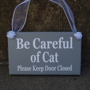 Cat Sign Please Keep Door Closed Wood Vinyl Sign Porch Door Hanger ...