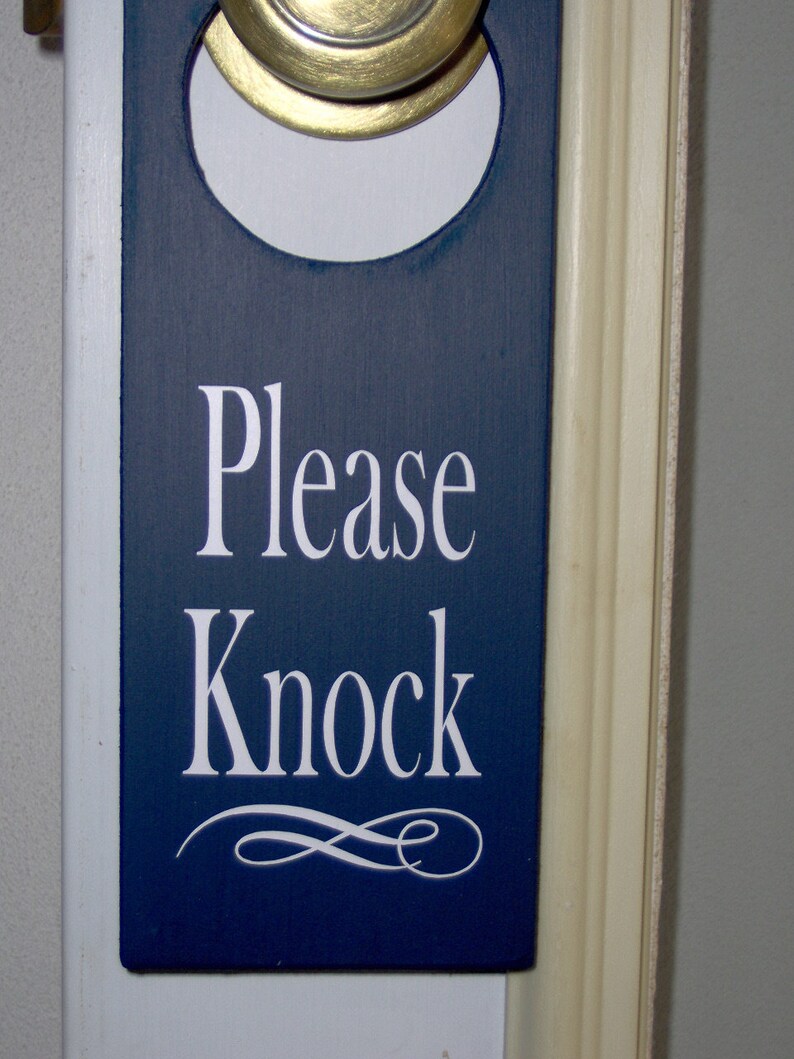 Please Knock Door Knob Hanger Sign Wood Vinyl Office Door | Etsy
