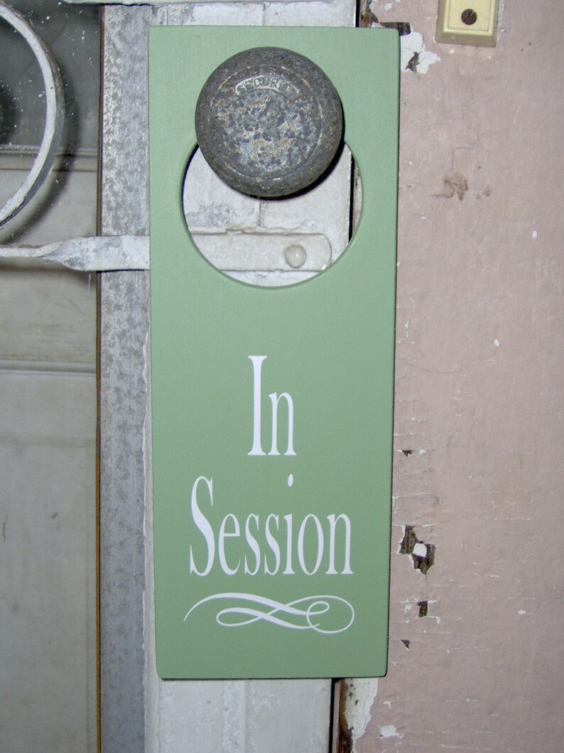 Door Knob Hanger Sign in Session Wood Vinyl Sign Door Knob - Etsy