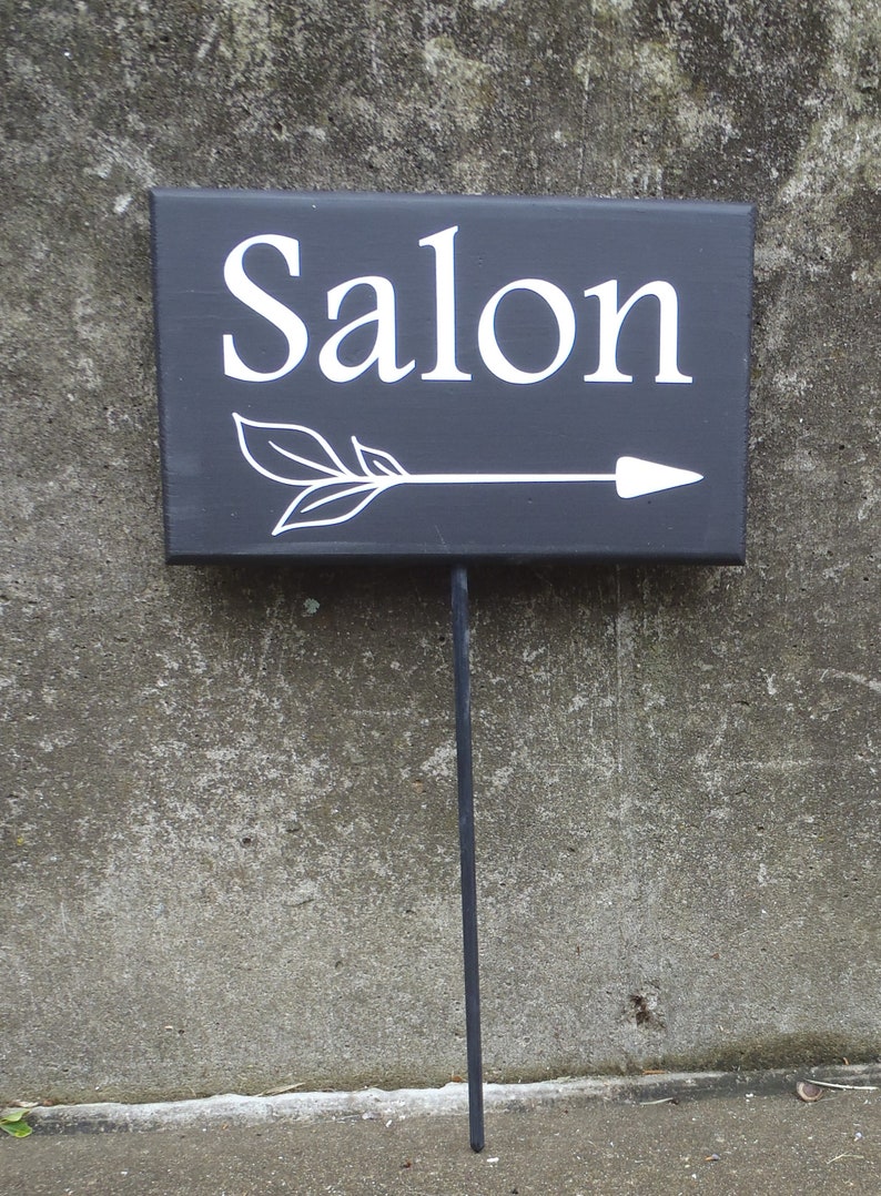Salon Directional Arrow Wood Vinyl Stake Sign Beauty Salon | Etsy