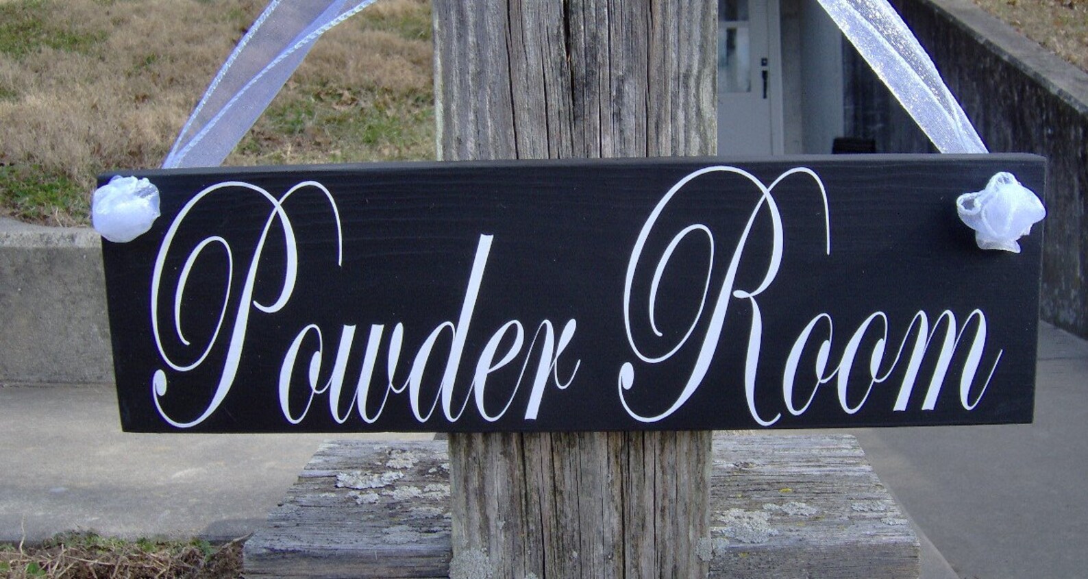 Powder Room Signs for Bathroom Wood Vinyl Hallway Sign for - Etsy
