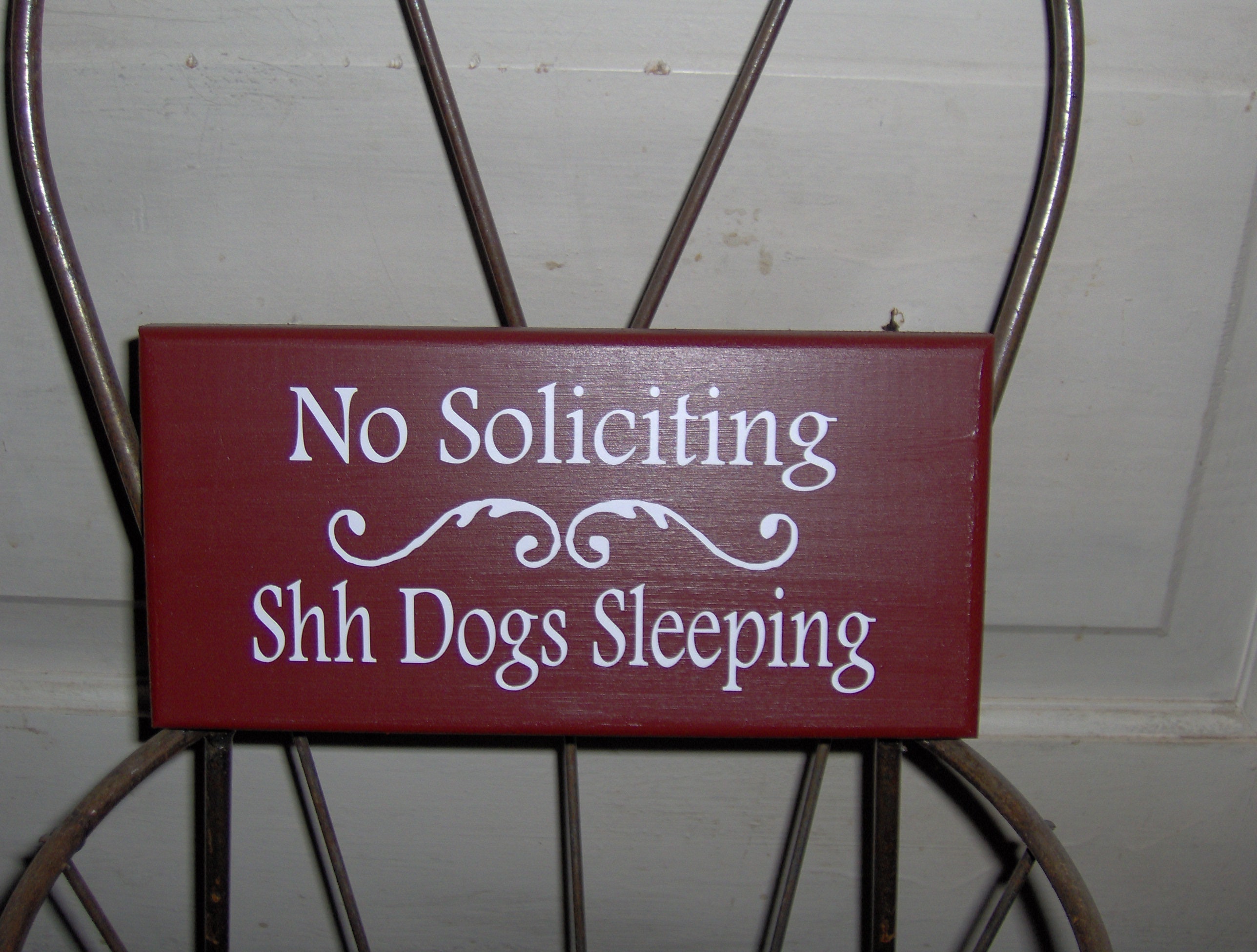 No Soliciting Shh Dogs Sleeping Wood Vinyl Sign Outdoor Pet | Etsy