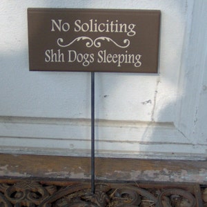 No Soliciting Sign for Home Shh Dogs Sleeping Wood Signs Vinyl Stake ...