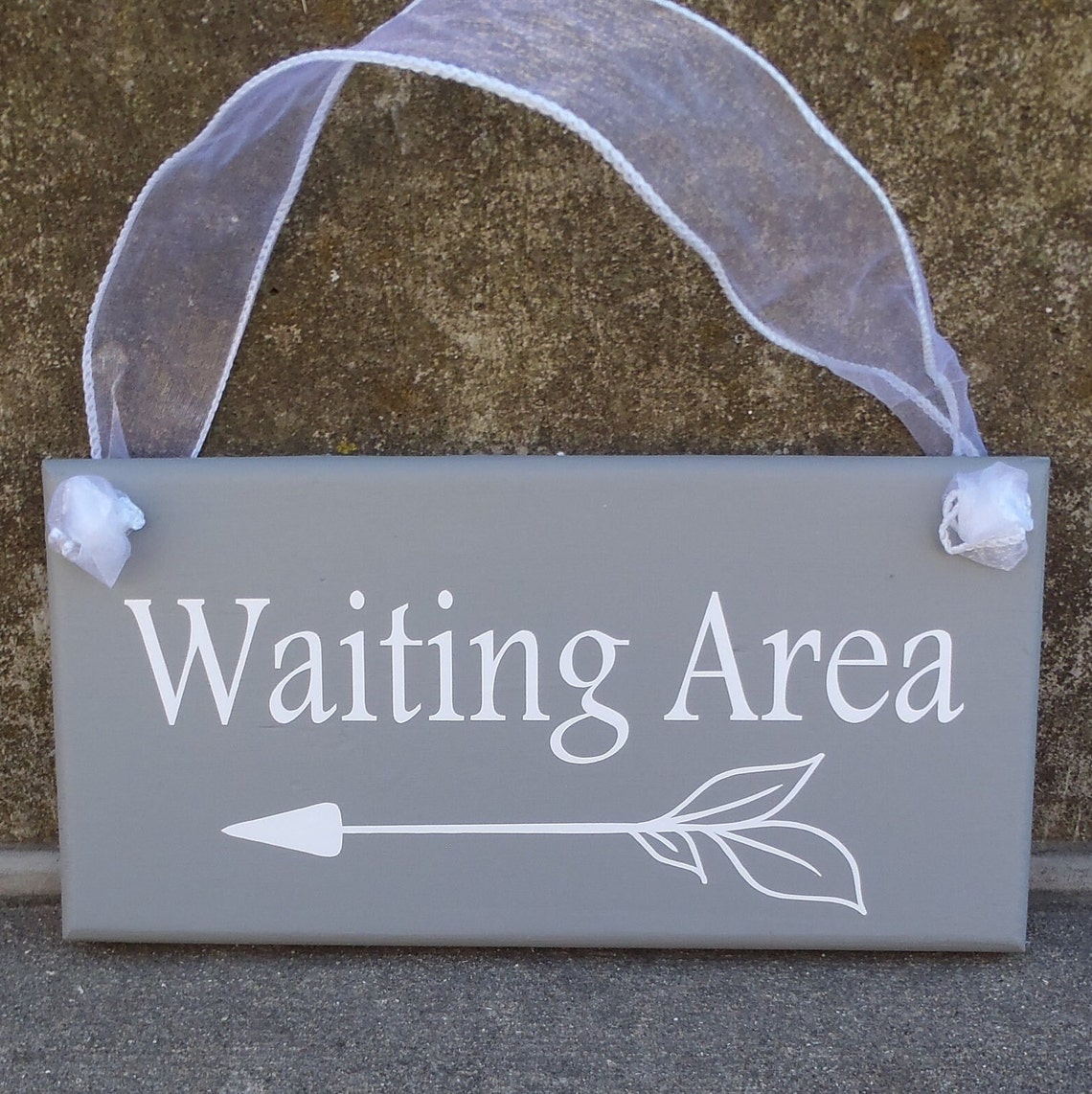 Waiting Area Sign Directional Arrow Wood Vinyl Sign Everyday - Etsy