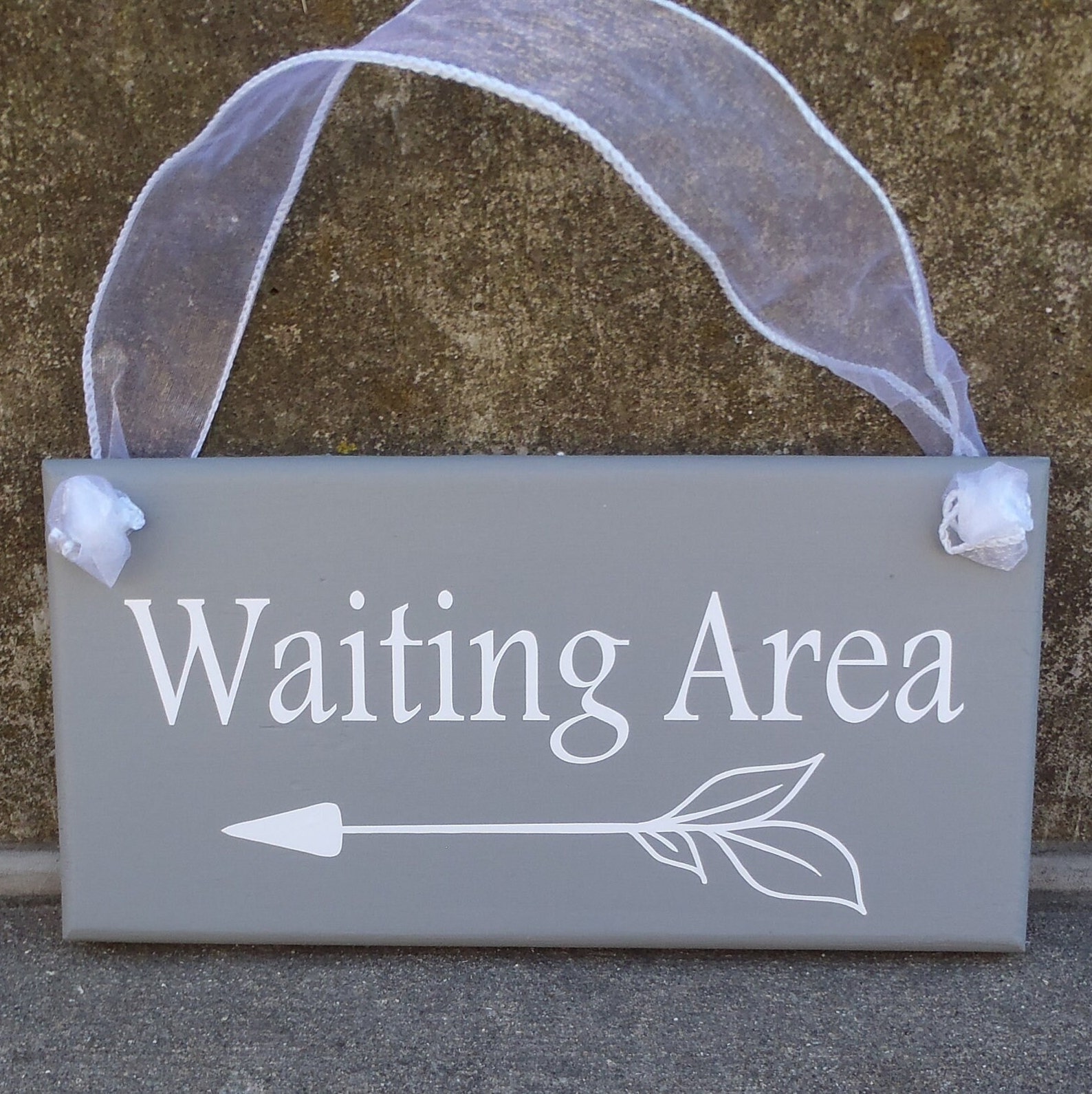 Waiting Area Sign Directional Arrow Wood Vinyl Sign Everyday - Etsy
