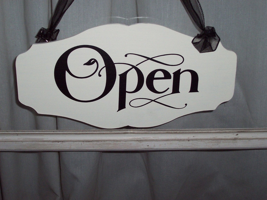 Open Sign Closed Two Sided Wood Vinyl Sign Reversible Cottage Farmhouse ...