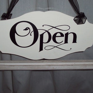 Open Sign Closed Two Sided Wood Vinyl Sign Reversible Cottage Farmhouse ...