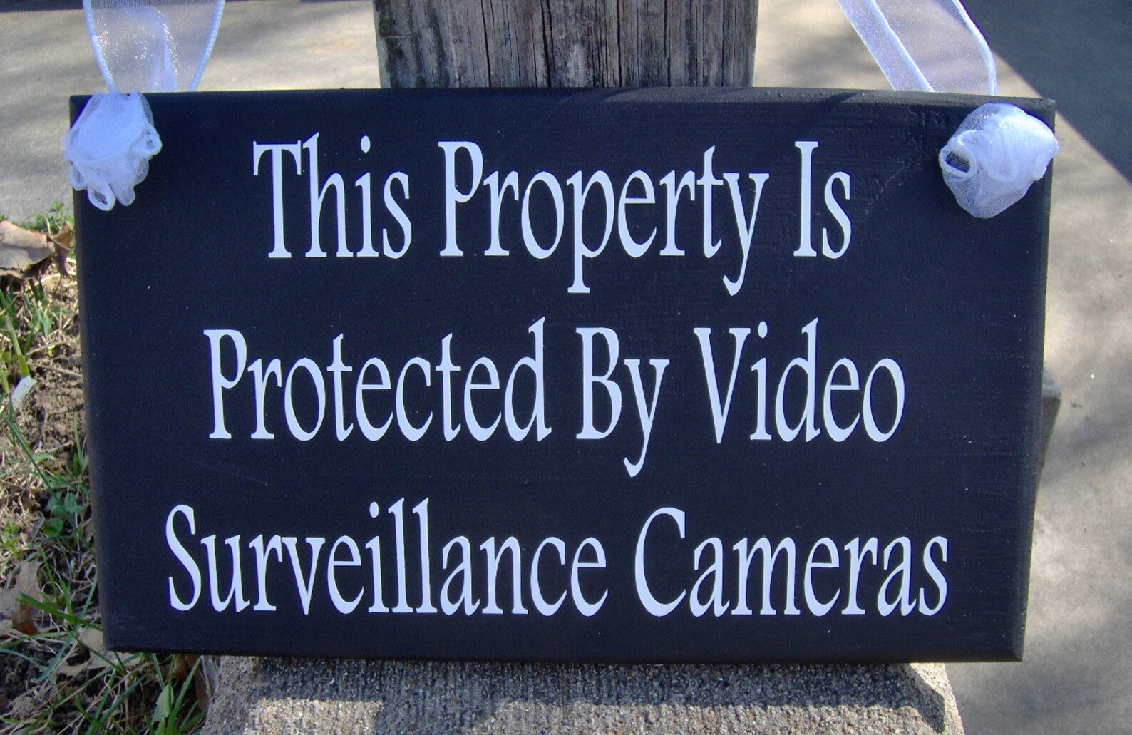 Property Protected Video Surveillance Cameras Wood Vinyl Sign | Etsy