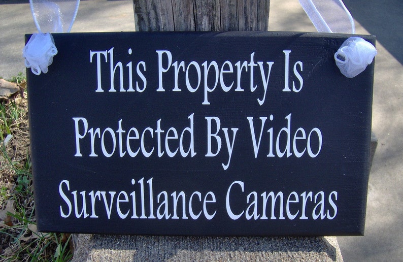 Property Protected Video Surveillance Cameras Wood Vinyl Sign | Etsy