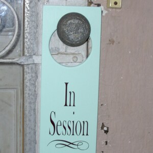 In Session Door Knob Hanger Wood Vinyl Sign Beach Style Color Business ...